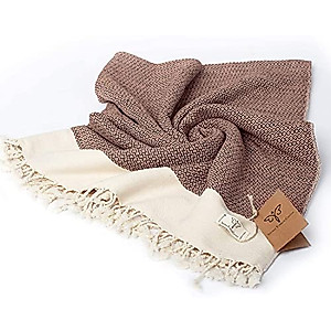 SMYRNA TURKISH COTTON Vintage Series Throw Blanket| 50 x 60 in 100% Cotton| Large Wearable Cozy Blanket |Made in Turkey|Machine Washable|Premium Luxury Bath Towel & Picnic Rug - Orange