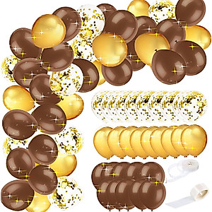 Graduation Party Decorations Brown Gold 2024/Brown Gold Balloons 45pcs for Woodland Teddy Bear Baby Shower Wild West Cowboy Party/Brown Gold Birthday Decorations