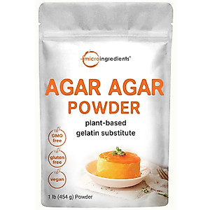 Micro Ingredients Agar Agar Powder, 1lb (16oz) | Planted-Based Source from Red Algae | Unflavored Thickening Agent for Cooking & Baking | Vegan Substitute for Beef Gelatin | Non-GMO, Vegan Friendly