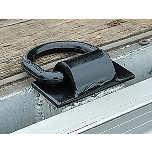 Mytee Products (4 Pack) Heavy Duty Adjustable Trailer Stake Pocket -Small 5/8 Inch Forged D Ring Black Powder Coated w/ 1/2" Hitch Pin, Load Limit 5400 lbs; 2 Adjustable Holes | Stake Pocket D-Ring