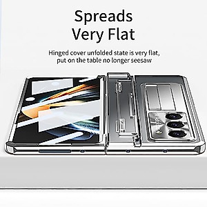 HAII for Galaxy Z Fold 5 Case with Hinge Protection Electroplating Design Built-in Screen Protector Lightweight Kickstand Protective Phone Case for Samsung Galaxy Z Fold 5 2023 Silver