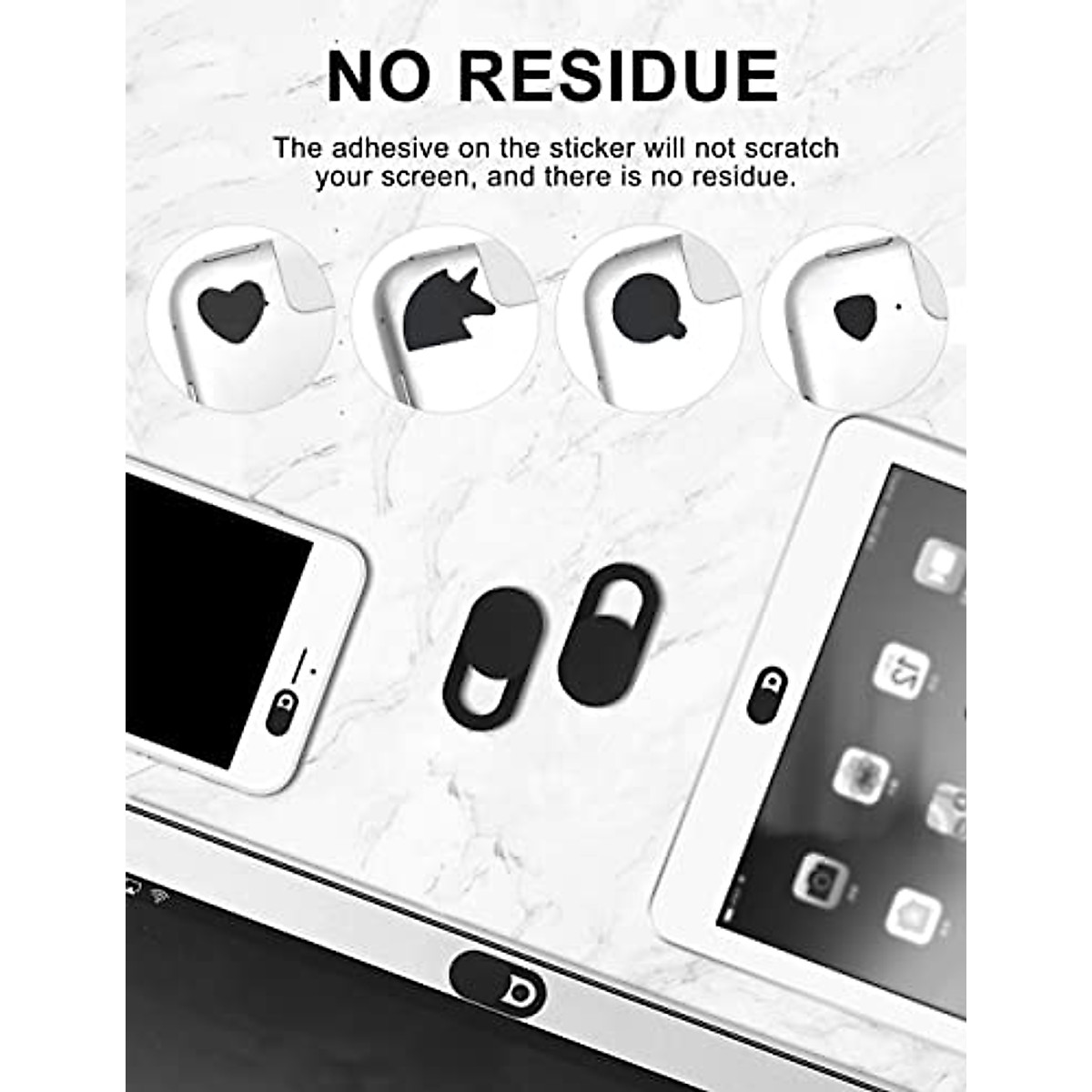 IGIDY Webcam Cover Slide 3-Pack,Webcam Sticker 40-Pack,Suitable for Laptop, Tablet, Echo dot, MacBook Pro, iPhoneiPad, iMac, Universal Camera Cover to Protect Your Privacy and Security