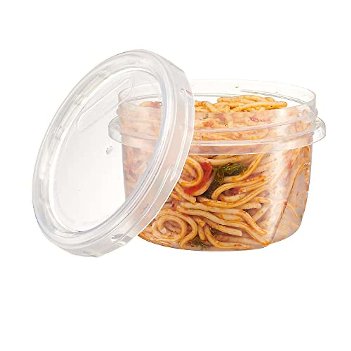 PLASTICPRO 12 Pack Twist Cap Food Storage Containers with Clear Screw on Lid- 16 oz Reusable Meal Prep Containers - Freezer and Microwave Safe Clear Plastic Food Storage