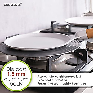 COOKLOVER Crepe Pan Nonstick Die cast Aluminum PFOA Free Induction Omelet Pan 11 inch - Sea-Salt Gray