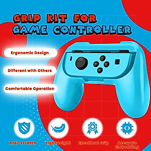 TNP Joy-Con Grip for Nintendo Switch/OLED (2 Pack Red + Blue) Comfortable Grip Wear Resistant Joy-Con Handle Game Controller Kit Accessory for Nintendo Switch, Switch OLED