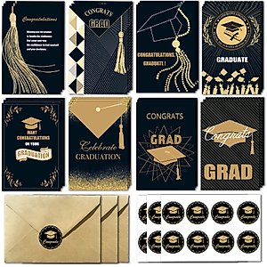 AMZAI Graduation Cards, Graduation Cards 2024 with Envelopes and Gold Foil, 24 Pack Bulk Graduation Greeting Cards, Grad Gift Card for College & High School Graduation Party Decoration
