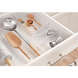 Spectrum Diversified Hexa Set of 4 Assorted Storage Buildup-Resistant Kitchen & Bathroom Drawer Trays, Easy-to-Clean Bathroom & Kitchen Organizers, Clear Frost