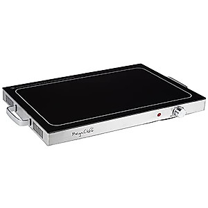 Megachef Electric Warming Tray with Adjustable Temperature Control, 24 in, Silver, Black