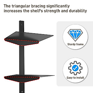 DuvinDD 8-Tier Floating Tree Bookshelf for Wall Mounted, Industrial Metal Vertical Spine Book Tower, Hanging Bookshelf Home Office Book Storage Shelves for Wall, 4 Pack