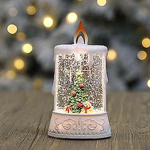 BELOWSYALER Christmas Bauble Christmas Snow Globe Candle Light Battery Operated Wind Lamps Sequins Water Injections Night Lights for Home Decorations