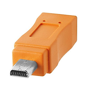 Tether Tools TetherPro USB-C to USB 2.0 Mini-B 8-Pin Cable | for Fast Transfer and Connection Between Camera and Computer | High Visibility Orange | 15 Feet (4.6 m