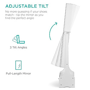 Best Choice Products Standing Full Length LED Mirror Jewelry Makeup Storage Organizer Cabinet Armoire w/Lights, Touchscreen, Pop-Up Shelf, Velvet Lining, 4 Compartments, Drawer - White