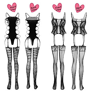 JDiction Women’s Lingerie BabyDoll Fishnet Bodysuit Sexy Nightwear(12 Pack)