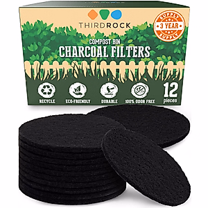 Third Rock Charcoal Filter Replacements for Kitchen Compost Bin - 12 Pack - 5.1 inches in Diameter | Designed to Fit 1 Gallon Third Rock Compost Bin | Premium Extra Thick Filters | 3 Years Supply