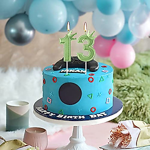 3inch Birthday Number Candle, 3D Candle Cake Topper with Crown Cake Numeral Candles Number Candles for Birthday Anniversary Parties (Green; 1)