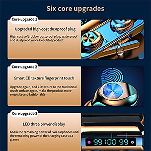 Wireless Earbug Bluetooth 5.0 Headphones, Hi-Fi Sound Quality Wireless Earphones with Wireless Charging Case Digital LED Intelligence Display, IPX7 Waterproof Sports Headset in-Ear with Mic