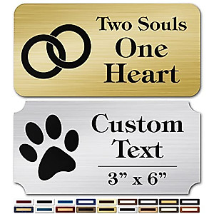 Engraved Name Plate, Personalized Name Plaque - 3x6 Inch, 18 Colors, 72 Icons, 4 Corner Styles, 12 Fonts Styles, 5 Mounting Options - Made by My Sign Center, USA (Iconic)