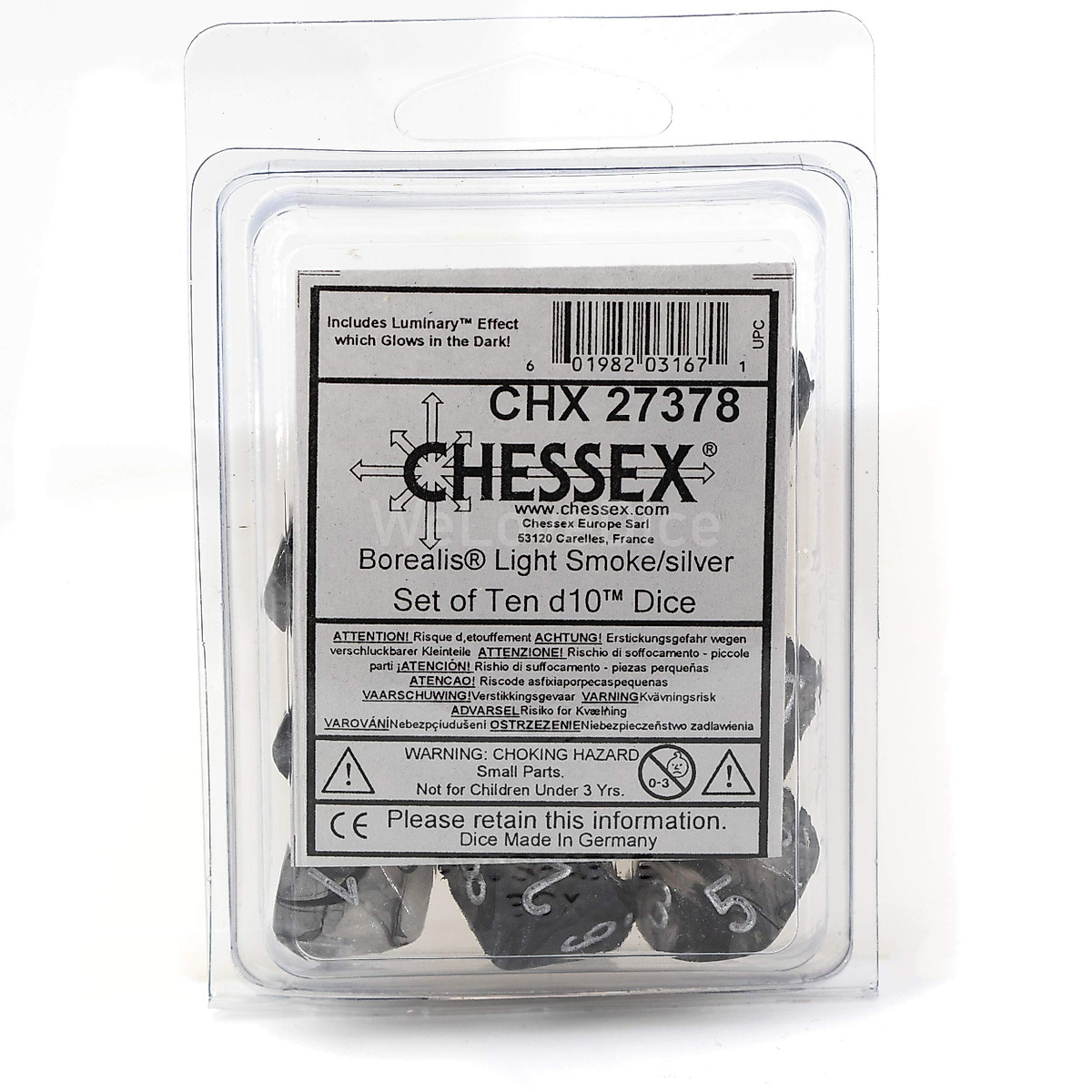 Chessex Borealis Light Smoke Luminary 10 x D10 Set [CHX27378]