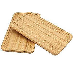 ZOENHOU 2 Pack Bamboo Vanity Tray, 11.4 x 6.2 x 0.8 Inch Rectangular Decorative Bathroom Counter Tray Bamboo Wood Serving Tray for Guest, Dresser, Kitchen, Toilet, Home Decor, Hold Small Item