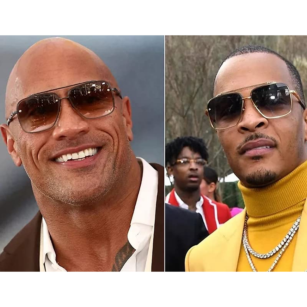 FEISEDY Sunglasses, Fashion Square Pilot Sunglasses, Vintage Metal Gradient Glasses for Men and Women, B4104