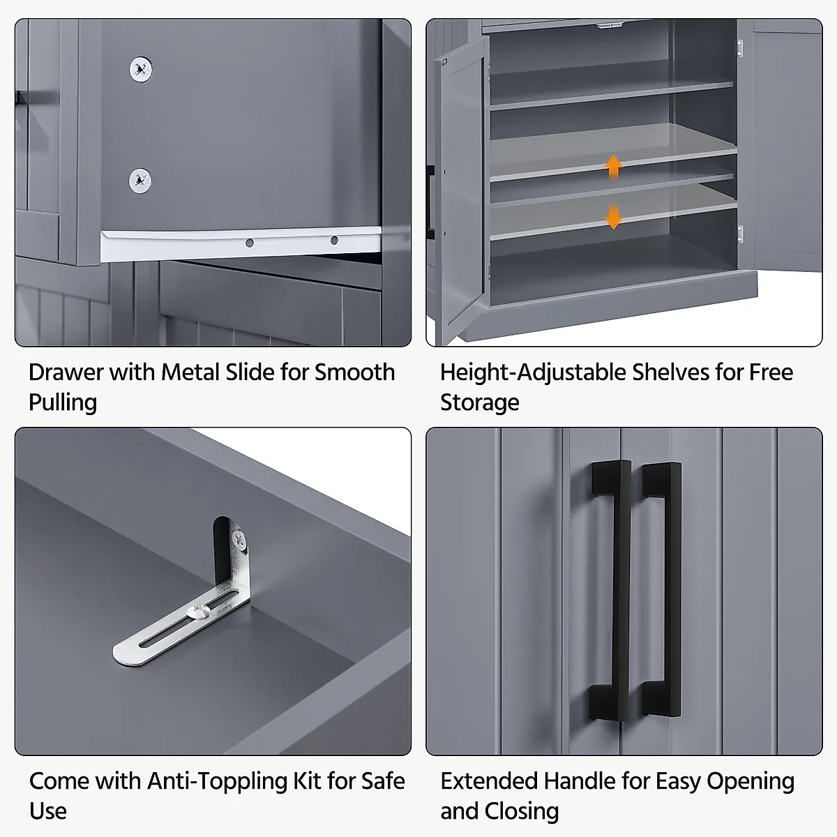 Yaheetech Kitchen Pantry Storage Cabinet with Drawer, 72.5" H Cupboard Pantry Cabinets with Adjustable Shelves and Barn Doors for Dining Room/Living Room, Dark Gray