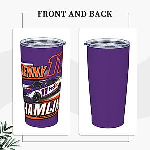 XCSEZ Denny Hamlin 11 20 Oz Stainless Steel with Lids Coffee Thermal Cup Double Wall Mug Metal Straw and Brush Durable for Hot Cold Drinks