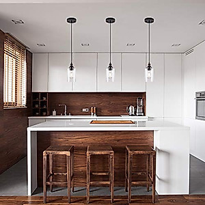 YaoKuem Pendant Lighting Fixture, Hanging Ceiling Lights with E26 Medium Base, Metal Housing with Clear Glass, Bulbs not Included, 1-Pack