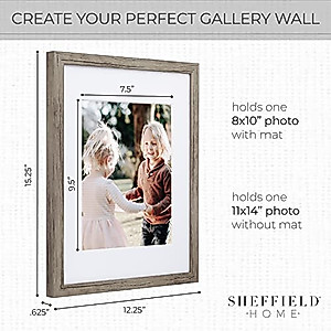 Sheffield Home 9 Piece Picture Frame Set, Gallery Set, 11x14 in, Matted to 8x10 (Natural)