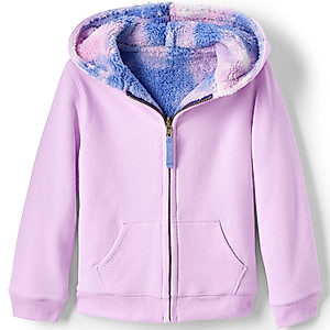 Lands' End Pattern Sherpa Lined Hoodie Lilac Thistle Galaxy Tie Dye Kids XX-Large 525169