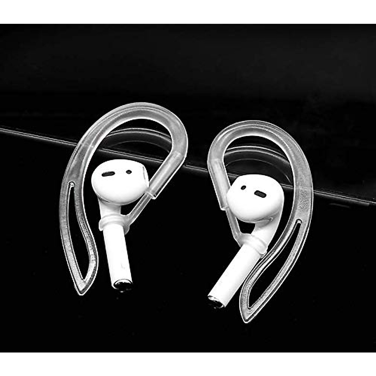 Rayker Earhook Ear Fins Replacement for Airpod, [Anti-Lost] Adjustable Soft Silicone Earbud Hook Earhook, Design for Airpod, Gel, 2 Pairs, Clear