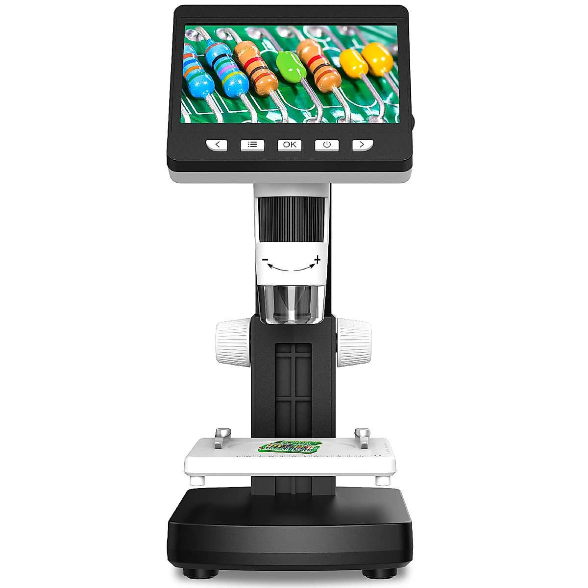 LCD Microscope 4.3" IPS Screen, 1080P Digital Stand Microscope Inspetion Camera, 8 LED Lights, 50x-1000x Magnification, USB Electron Microscopes Compatible with Computer
