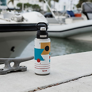 Tervis Sara Berrenson Painted Sand Ikat Pattern Triple Walled Insulated Tumbler Travel Cup Keeps Drinks Cold, 32oz Wide Mouth Bottle, Stainless Steel