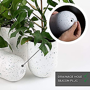 AUBURY White Indoor Plant Pots - Set of 3 Planters with Drainage Holes, 5.1,6 and 7" Diam, Sturdy yet Lightweight for Easy Moving, Modern Flower Pots for Indoor Gardens, Succulents or Hanging Planters