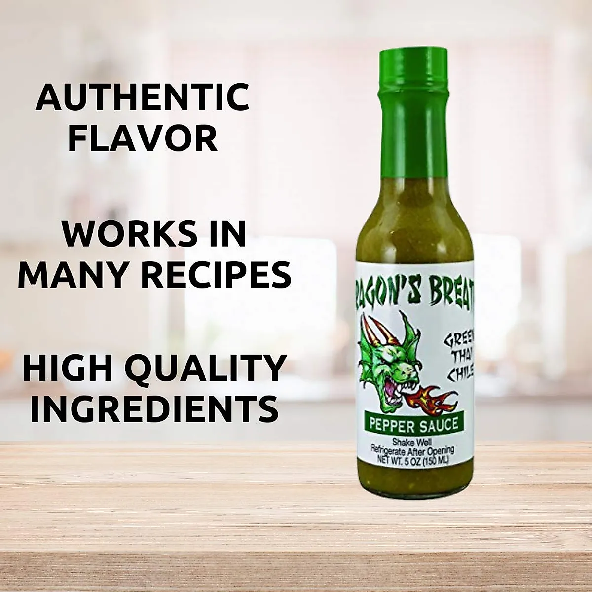 Dragon's Breathe Green Thai Chili Hot Pepper Spicy Sauce with natural Ingredients Bold Flavor made from Exotic Bird's Eye Chili Pepper