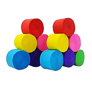 12 Rolls in 6 Colors Party Streamers, Multi Colored Crepe Paper Streamets Aqua Party Decorations,12 Pieces 82 feet Stremmer, Party Supplies for Wedding Birthday Baby Shower Graduation Bridal Shower