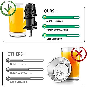 BLITZHOME Cold Press Juicer machines, 2-Speed Modes Slow Masticating Juicer for Vegetable and Fruit, with Quiet Motor/Reverse Function/Wide 1.73" Feed Chute, Easy to Clean