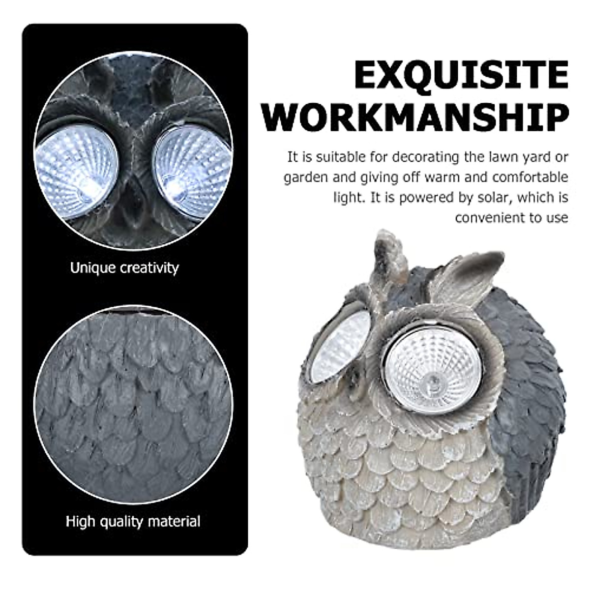 Animal Solar Lamp Resin Owl Garden Light LED Outdoor Animal Sculpture Figurine Lights Landscape Lighting for Lawn Yard Patio Pathway