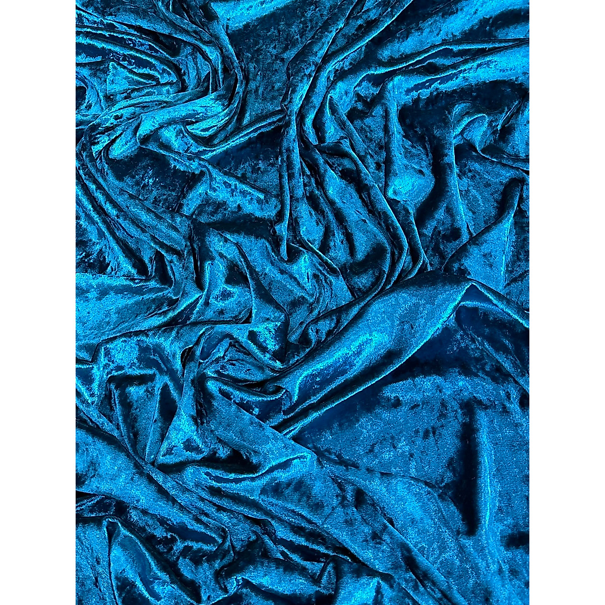 Premium Stretch Crushed Velvet Fabric by The Yard - Soft and Luxurious Fabric - Versatile and Stretchy - Ideal for Clothing Home Decor and Crafts (58 inches Width) - 1 Yard (Teal Blue)