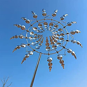 Kinetic Metal Wind Spinners - 3D Magic and Unique Wind Spinner for Outdoor Garden,Yard & Lawn Decration - 360° Dual Rotors Wind Mill with Modern Functionality