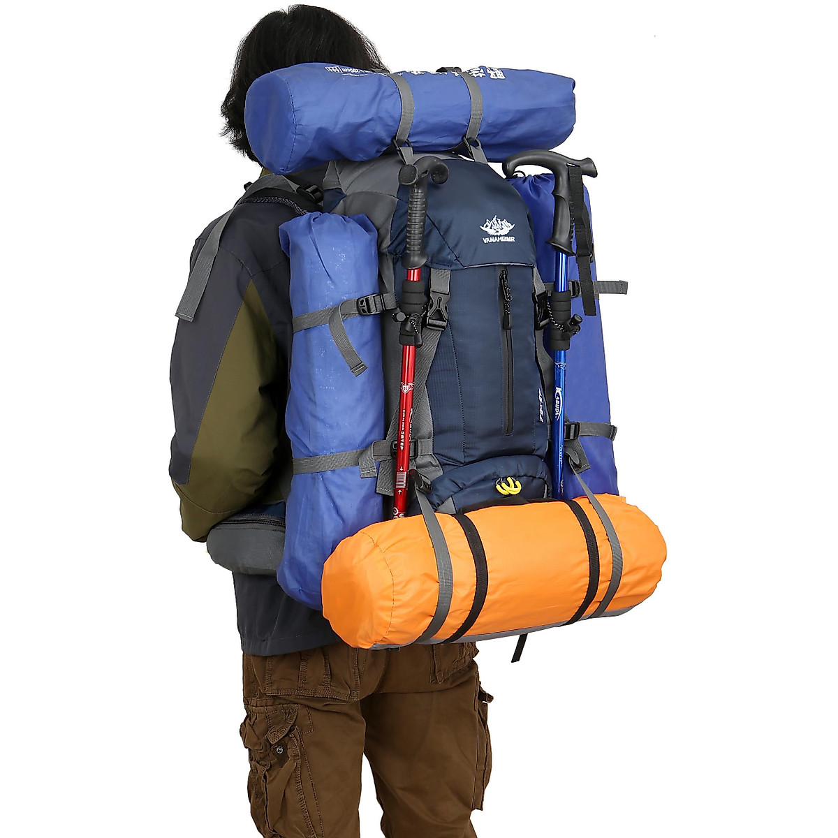 WoneNice 50L(45+5) Waterproof Hiking Backpack - Outdoor Sport Daypack with Rain Cover