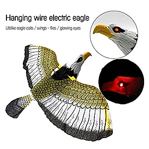 Fenteer Luminous Hanging Falcons Flyin Bird Scare Kite w/Music,Natural Enemy Pest Deterrent Scarecrow