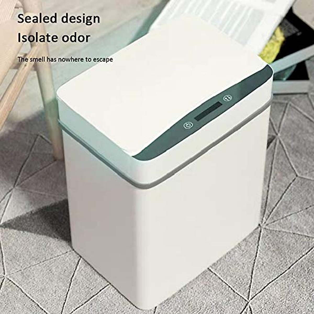 WENLII 12L Smart Trash Can Induction Type Household Children's Living Room with Lid High-end Simple Retro Toilet Electric Waste