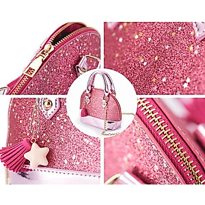 YiSu Princess Little Girls Purses Toddler kids Crossbody Bag Wall et Shell Shape Handbags for girls cute Tote (pink)