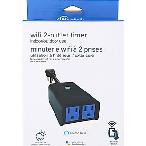 Westek SMARTPLUG2A WiFi Enabled 2-Outlet Outdoor Plug-in Timer, Black