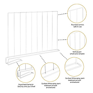 SEHERTIWY Shelf Dividers, 18 Pack Metal Closets Shelves Organizer, Wood Shelf Divider for Clothes, Book and Bedroom Organization