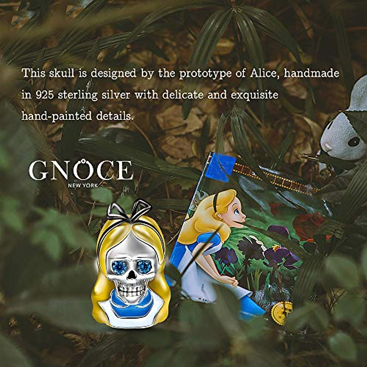 GNOCE Yellow Hair Skull Charms Sterling Silver Charm Bead Fit Bracelet/Necklace Jewelry Gift for Women