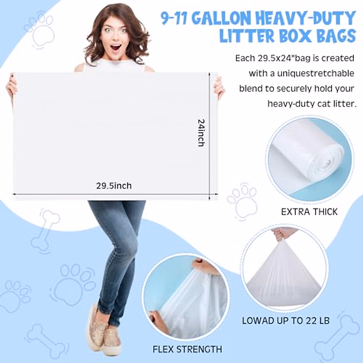 Yeaqee 200 Pcs Waste Drawer Liners Compatible with Litter-Robot Models, 9-11 Gallons Liner Bags Replacement Liner Bags Cat Litter Bags Compatible with Litter-Robot 3 and 4 for Cat Odors