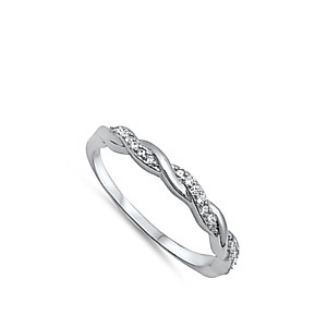 Infinity Braid Clear CZ Promise Ring New .925 Sterling Silver Band Size 6