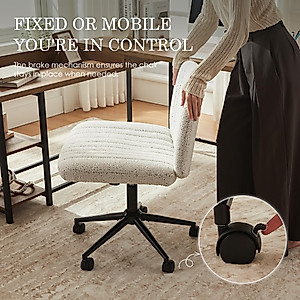 Dowinx Criss Cross Chair with Locking Wheels, Preminum Fabric and Pocket Spring Cushion, Adjustable Swivel Wide Seat Computer Chair, Morden Design Vanity Chair White