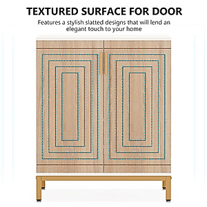 Tribesigns Shoe Cabinet with Doors, 20 Pairs Entryway Shoe Storage Cabinet with Shelves, 5-Tier Modern Free Standing Shoe Racks Storage Organizer for Closet, Living Room, Bedroom(White/Natural)